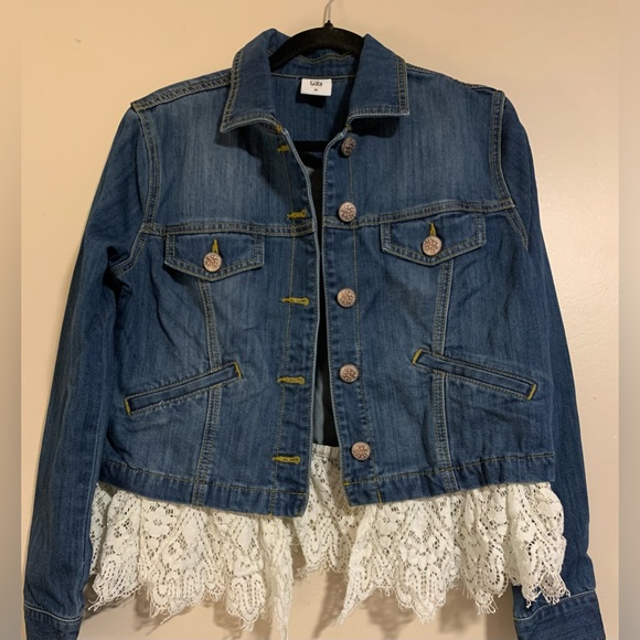 CAbi | Jackets & Coats | Cabi Dakota Jean Jacket With Detachable Lace ...